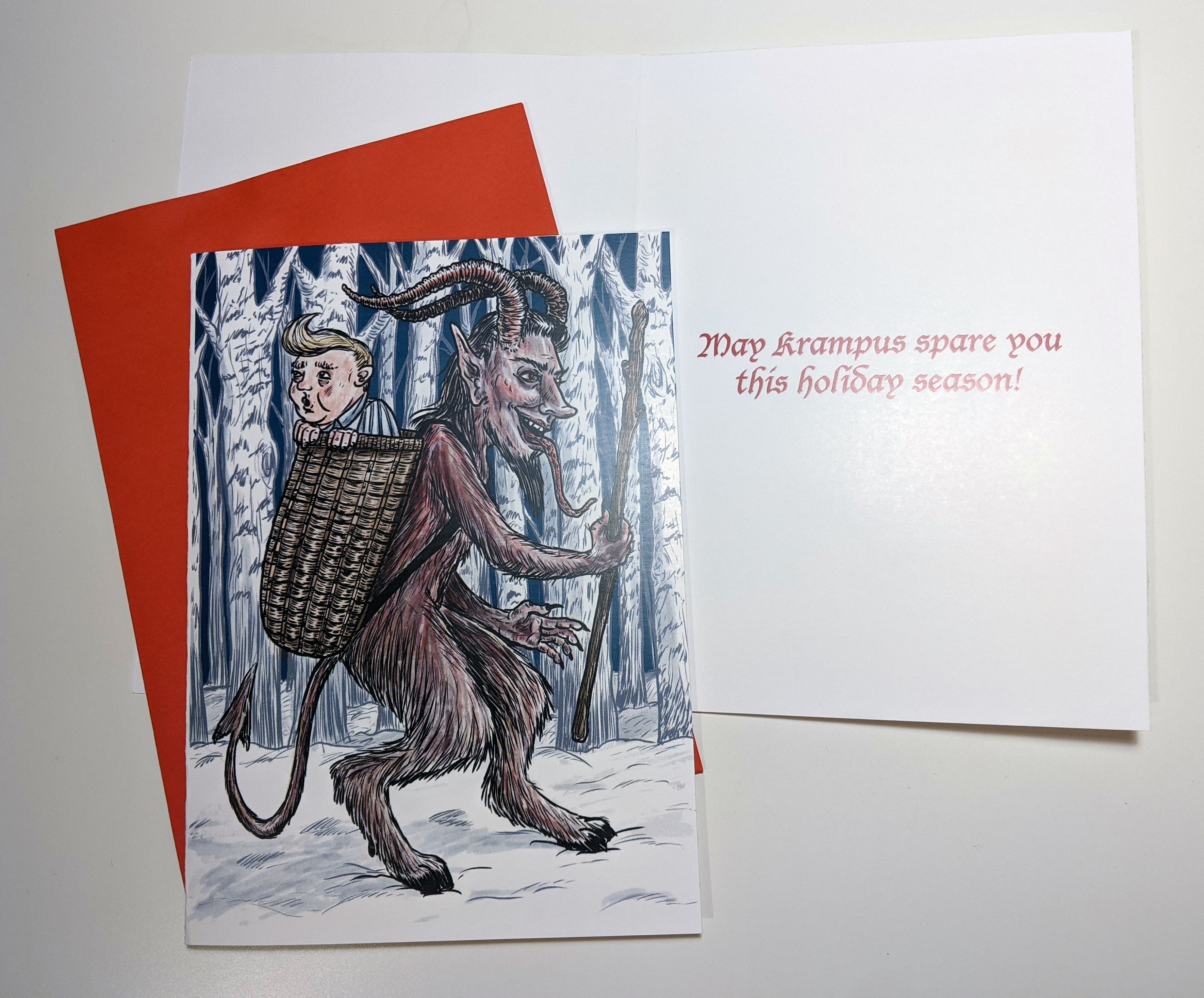 Set of 5 Krampus Holiday Cards - Print Witchery